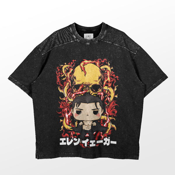 Buy Chibi Eren Yeager Fire Skull Attack on Titan T-Shirt - Cool Anime ...